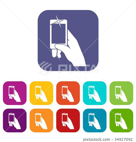 Hand taking pictures on cell phone icons set - Stock Illustration ...