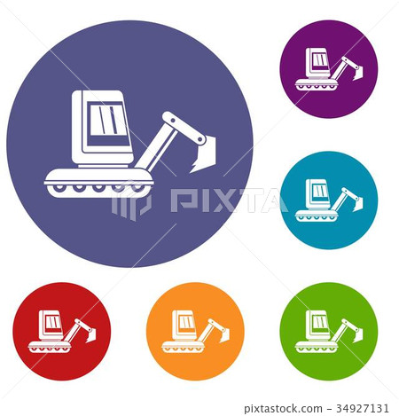 Mini excavator icons set - Stock Illustration [34927131] - PIXTA