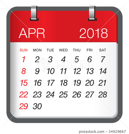 April 2018 calendar vector illustration - Stock Illustration [34929667 ...