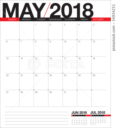 May 2018 calendar planner vector illustration - Stock Illustration ...