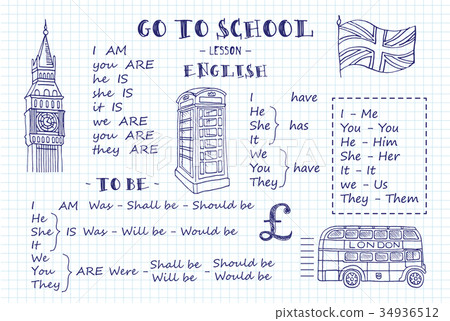 English. Hand sketches on the theme of english. -插圖素材 [34936512] - PIXTA圖庫