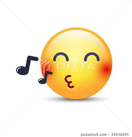 Singing smiley face. Emoji whistles a song - Stock Illustration ...