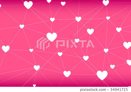 Heart-shape network vector in pink background - Stock Illustration ...