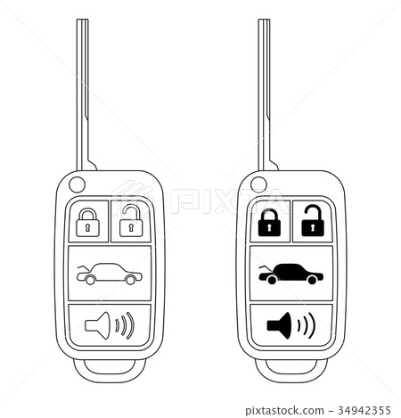 Car key outline - Stock Illustration [34942355] - PIXTA