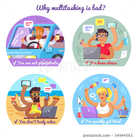 Why Multitasking Is Bad Poster with Some Reasons - Stock Illustration ...