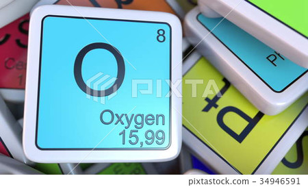 Oxygen block on the pile of periodic table of the - Stock Illustration ...