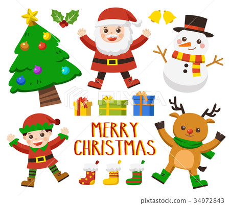 Set of Happy Merry Christmas.Christmas character.-插圖素材 [34972843] - PIXTA圖庫