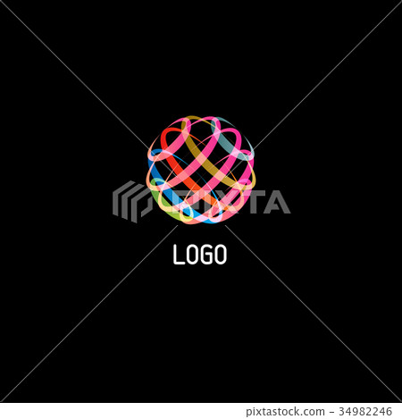 Colorful circle abstract line art vector logo on - Stock Illustration ...