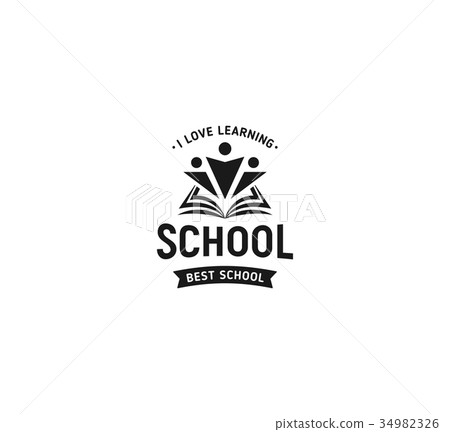 School logo vector. Monochrome vintage style - Stock Illustration ...