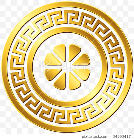 Traditional vintage gold Greek ornament, Meander - Stock Illustration ...