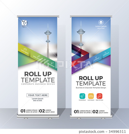 Vertical Roll Up Banner Template Design - Stock Illustration [34996311 ...