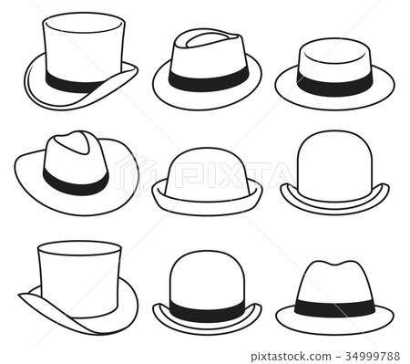 Vintage hats icons. Vector illustration. - Stock Illustration [34999788 ...