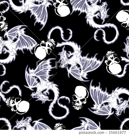Skull and Dragon Pattern, - Stock Illustration [35001977] - PIXTA