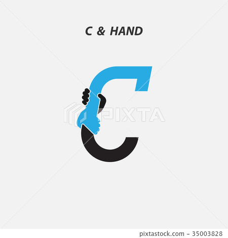 C - Letter abstract icon & hands logo design - Stock Illustration ...