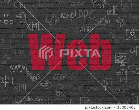 Web development concept: Web on wall background - Stock Illustration ...