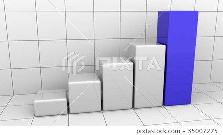 Growing chart or grey and blue bar graph. Business - Stock Illustration ...