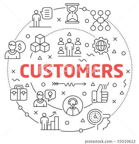 Customers Linear illustration slide for the - Stock Illustration ...