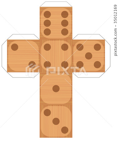 Dice Template Wooden Texture Six Sided - Stock Illustration [35012169 ...