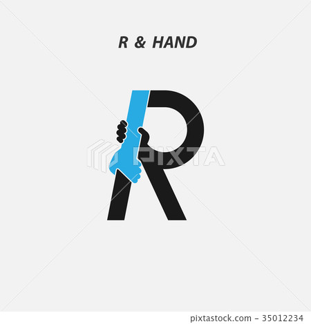 R - Letter abstract icon & hands logo design - Stock Illustration ...