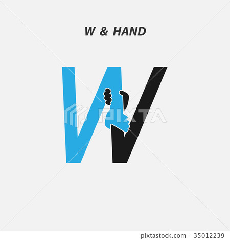 W - Letter abstract icon & hands logo design - Stock Illustration ...
