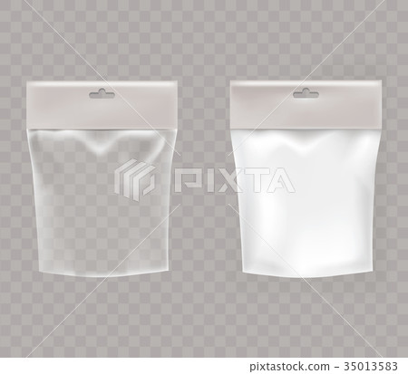 Plastic packets with hand hole realistic vector - Stock Illustration ...