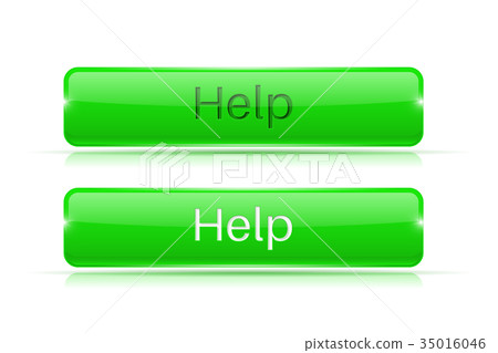 Green button HELP. Active and normal-插圖素材 [35016046] - PIXTA圖庫