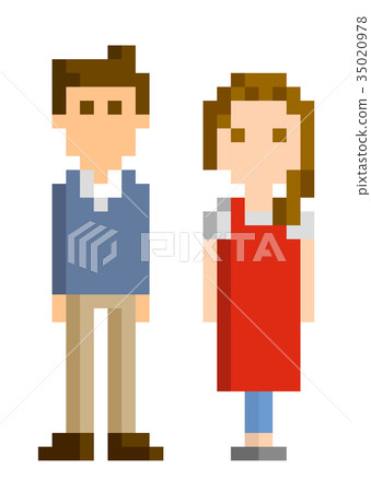 Pixel illustration: couple - Stock Illustration [35020978] - PIXTA