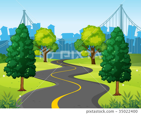 Wavy road in the city park - Stock Illustration [35022400] - PIXTA