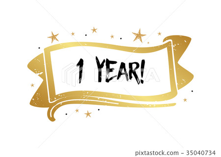 1 Year, beautiful greeting card poster calligraphy - Stock Illustration ...