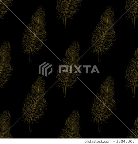 Golden feather decor seamless pattern-插圖素材 [35043303] - PIXTA圖庫