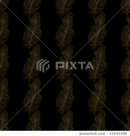 Golden feather decor seamless pattern - Stock Illustration [35043306 ...