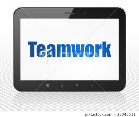 Business concept: Tablet Pc Computer with Teamwork - Stock Illustration ...