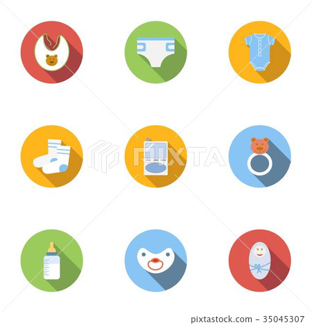 Newborn icons set, flat style - Stock Illustration [35045307] - PIXTA