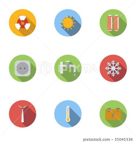 Various energy icons set, flat style - Stock Illustration [35045336 ...