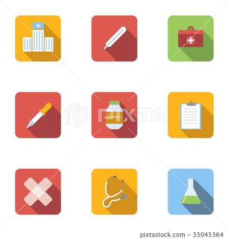 Healing icons set, flat style - Stock Illustration [35045364] - PIXTA