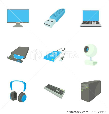 Computer icons set, cartoon style - Stock Illustration [35054955] - PIXTA
