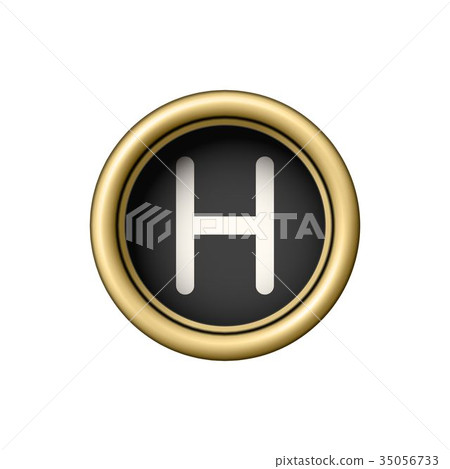 Letter H. Vintage golden typewriter button. - Stock Illustration ...
