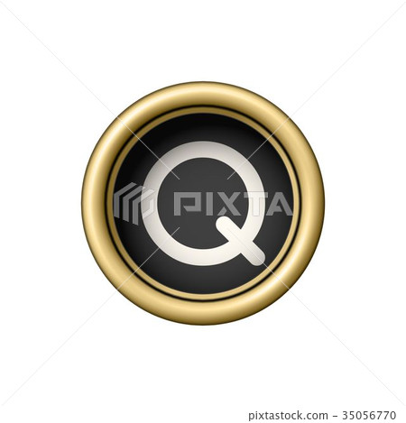 Letter Q. Vintage golden typewriter button. - Stock Illustration ...