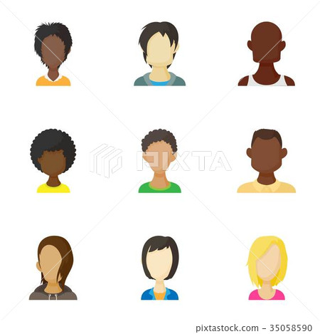 Types of avatar icons set, cartoon style-插圖素材 [35058590] - PIXTA圖庫