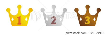 Crown Ranking Icon Set (gold, silver, copper) - Stock Illustration ...