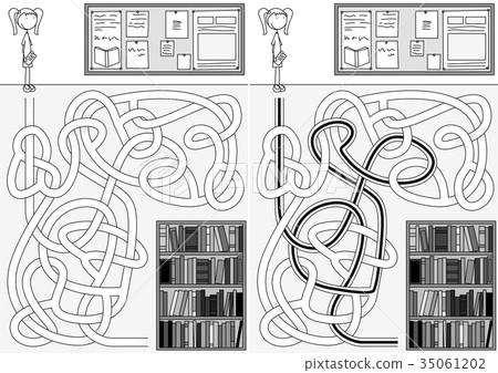Library maze - Stock Illustration [35061202] - PIXTA
