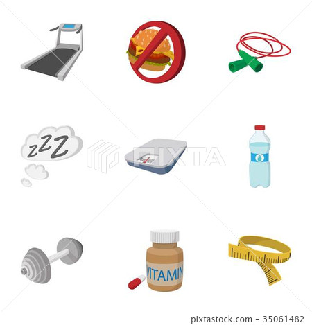 Correct way of life icons set, cartoon style - Stock Illustration ...