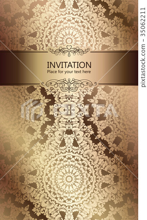 Abstract background beige and gold vintage frame - Stock Illustration ...