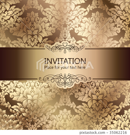 Abstract background beige and gold vintage frame - Stock Illustration ...