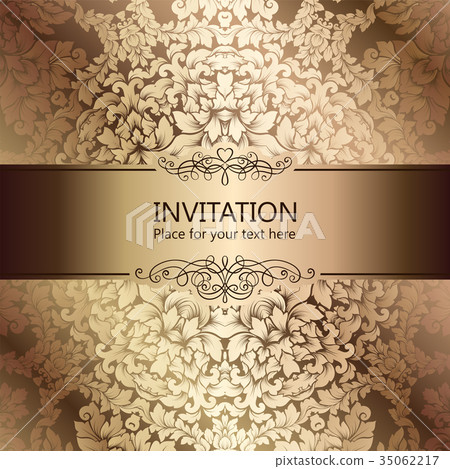 Abstract background beige and gold vintage frame - Stock Illustration ...