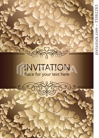 Abstract background beige and gold vintage frame - Stock Illustration ...