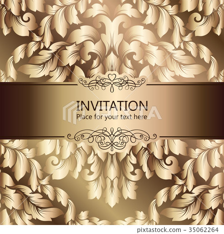 Abstract background beige and gold vintage frame - Stock Illustration ...