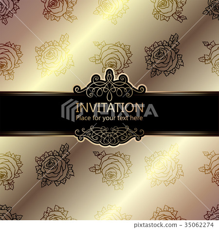 Abstract background beige and gold vintage frame - Stock Illustration ...