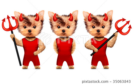 Funny animal Devil. Halloween and Evil concept - Stock Illustration ...