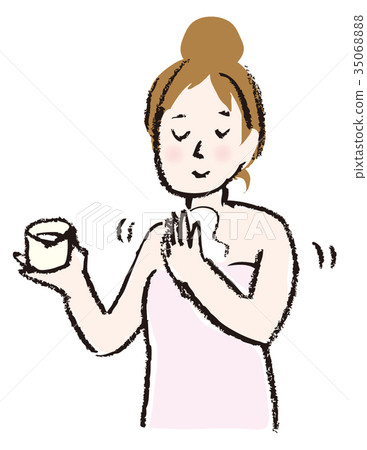 Woman applying moisturizer - Stock Illustration [35068888] - PIXTA